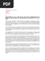 Appointment Letter. Health and Safety Representative | PDF