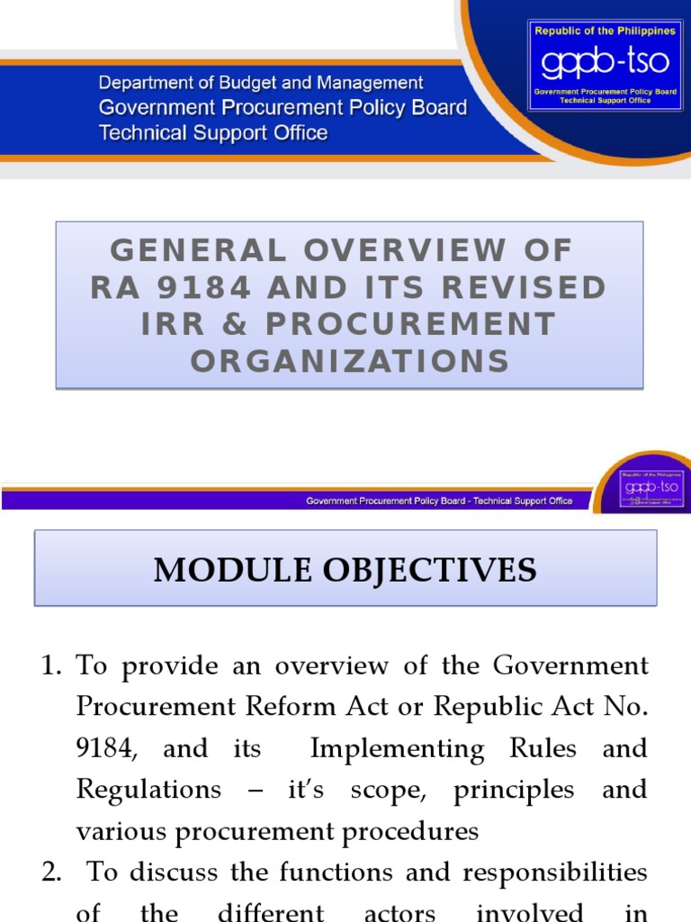 Overview of RA 9184 & Procurement IRR | PDF | Procurement | Overtime