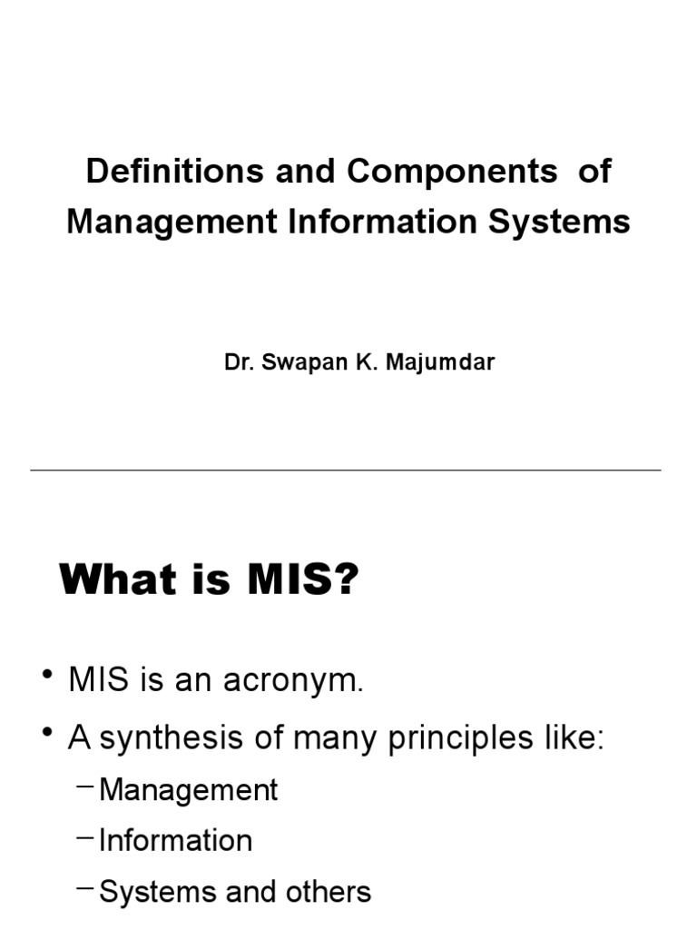MGMTP11124rManrPr - 1 MIS Definition Objectives | PDF | System ...