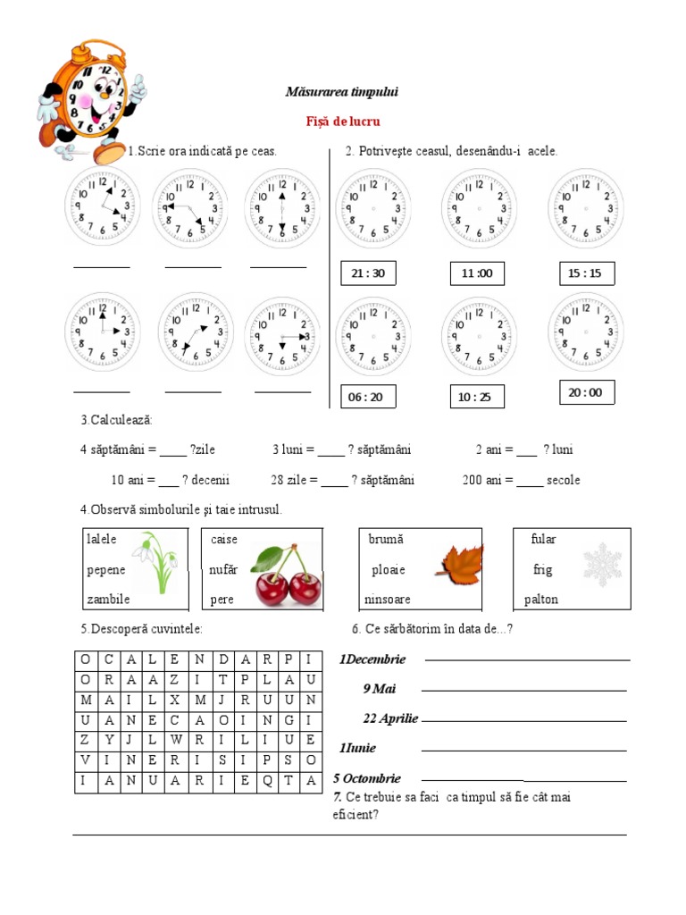Fisa de Lucru Masurarea Timpului | PDF