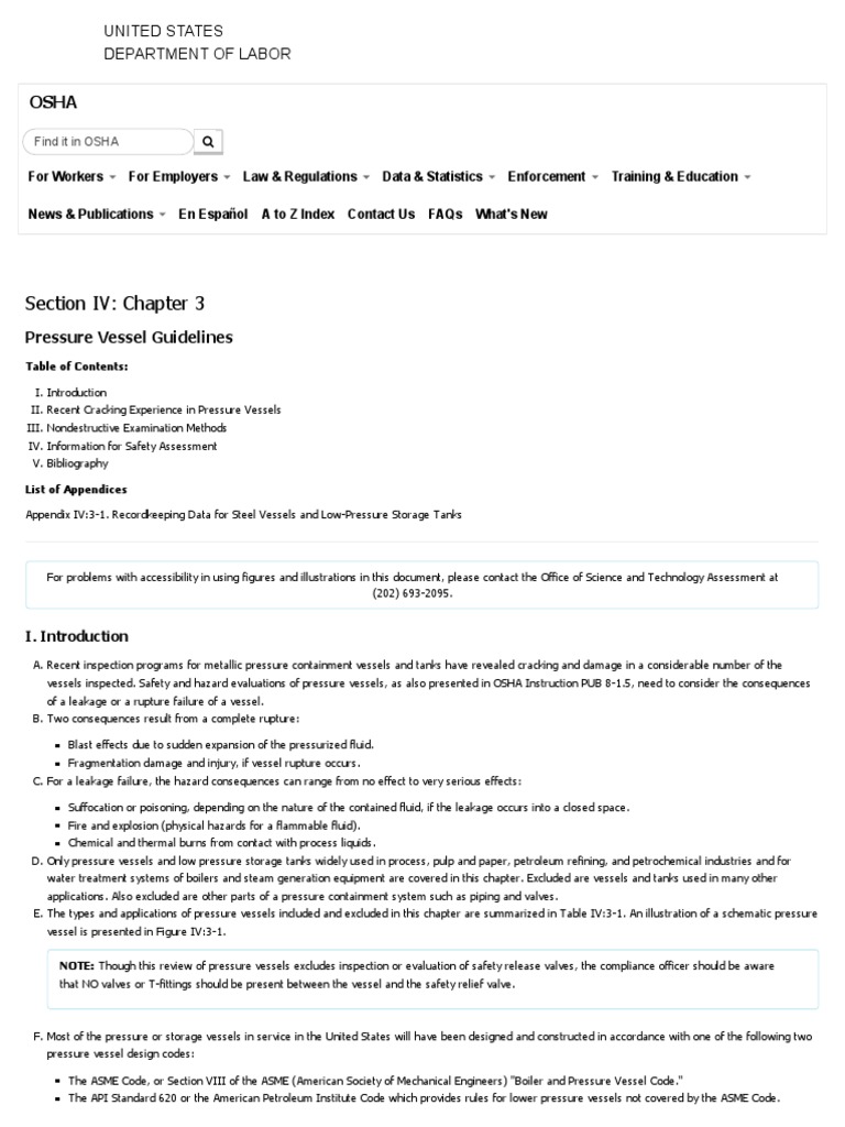 OSHA Technical Manual (OTM) - Section IV - Chapter 5 - Pressure Vessel ...