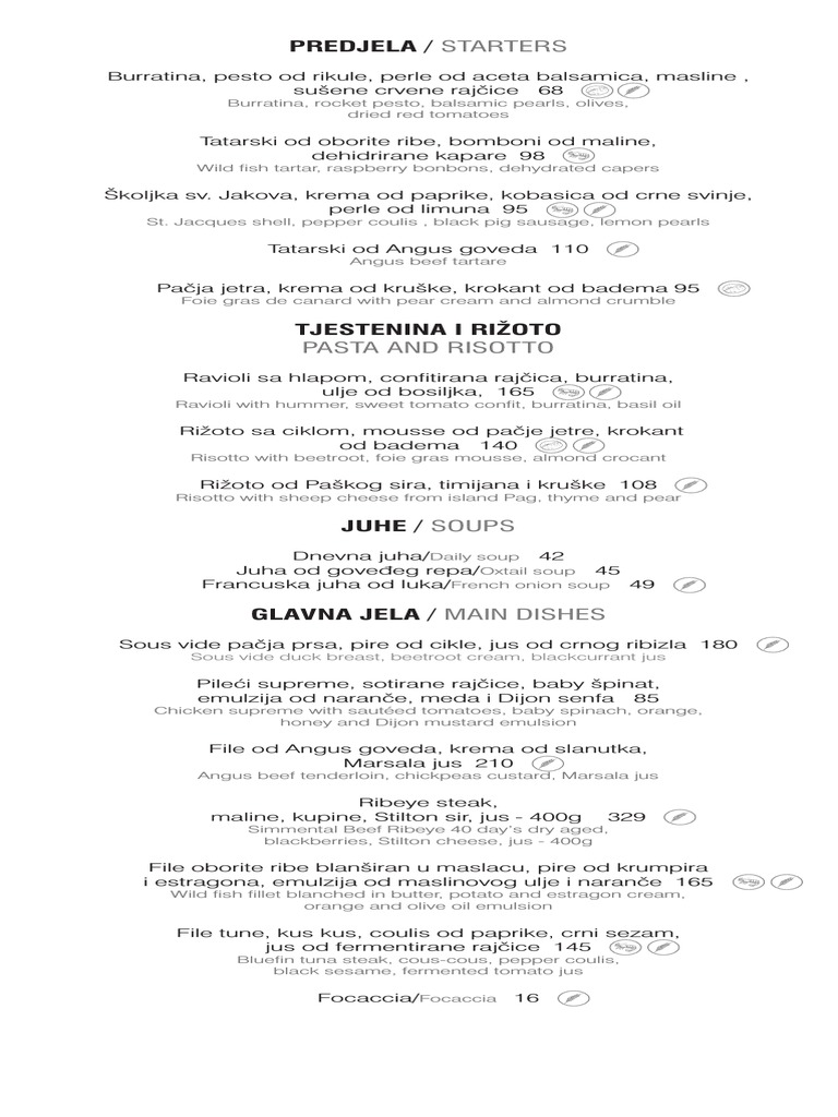 Gourmet Croatian Menu | PDF | Salad | Foods
