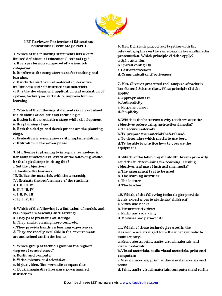 Educational Technology Part 1 | PDF | Educational Technology | Pedagogy