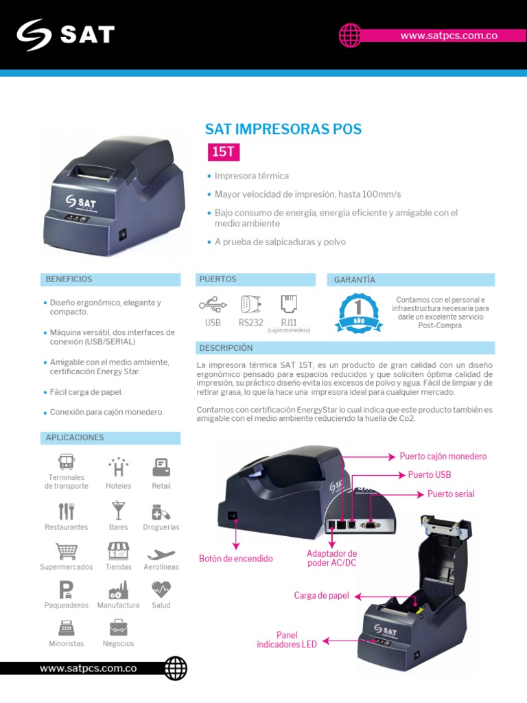 SAT IMP POS 15T - Espa - Ol PDF | PDF | Impresora (Computación) | USB