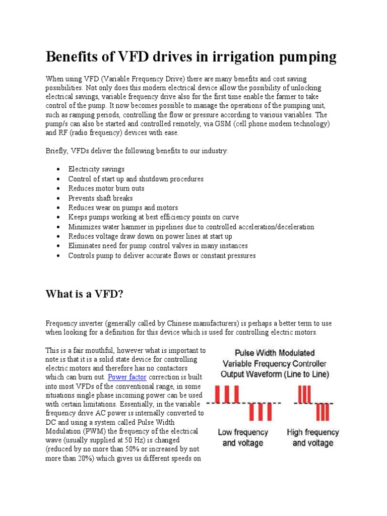Benefits of VFD Drives in Irrigation Pumping | PDF | Pump | Electric Motor