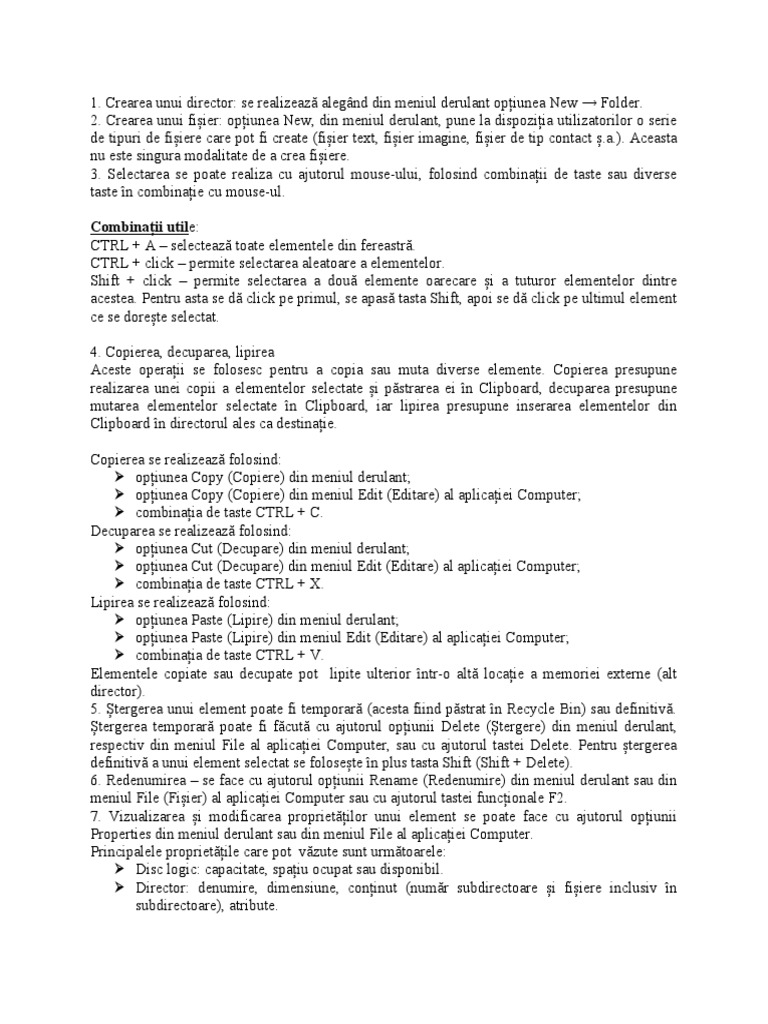 Operatii Cu Foldere Si Fisiere | PDF