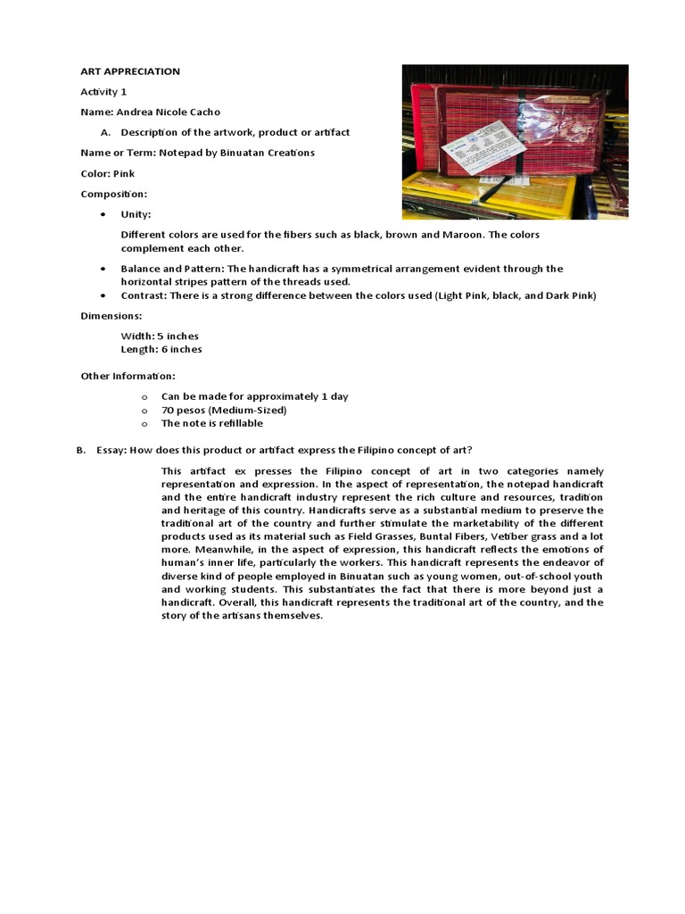 ART APPRECIATION Activity 1 | PDF