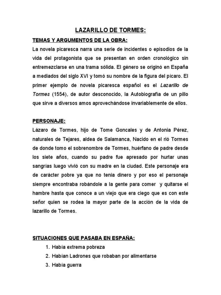LAZARILLO DE TORMES (Ensayo Universitario) | PDF