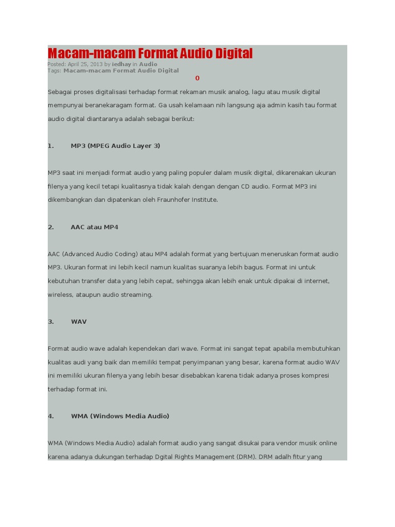 Format Audio Digital | PDF