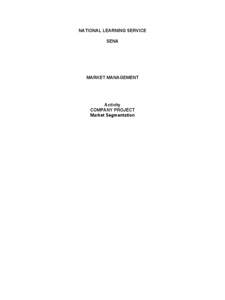 National Learning Service Sena: Market Segmentation | PDF