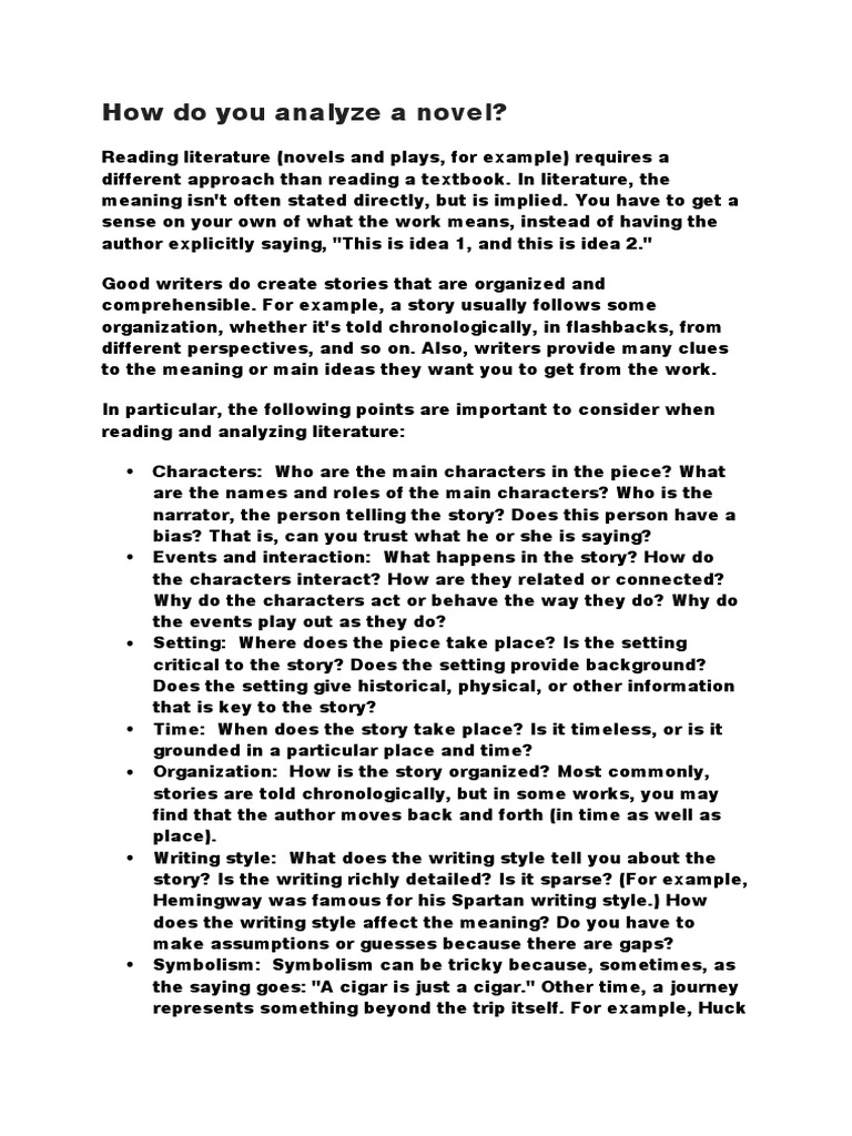 How to Analyze a Novel Effectively | PDF | Narration