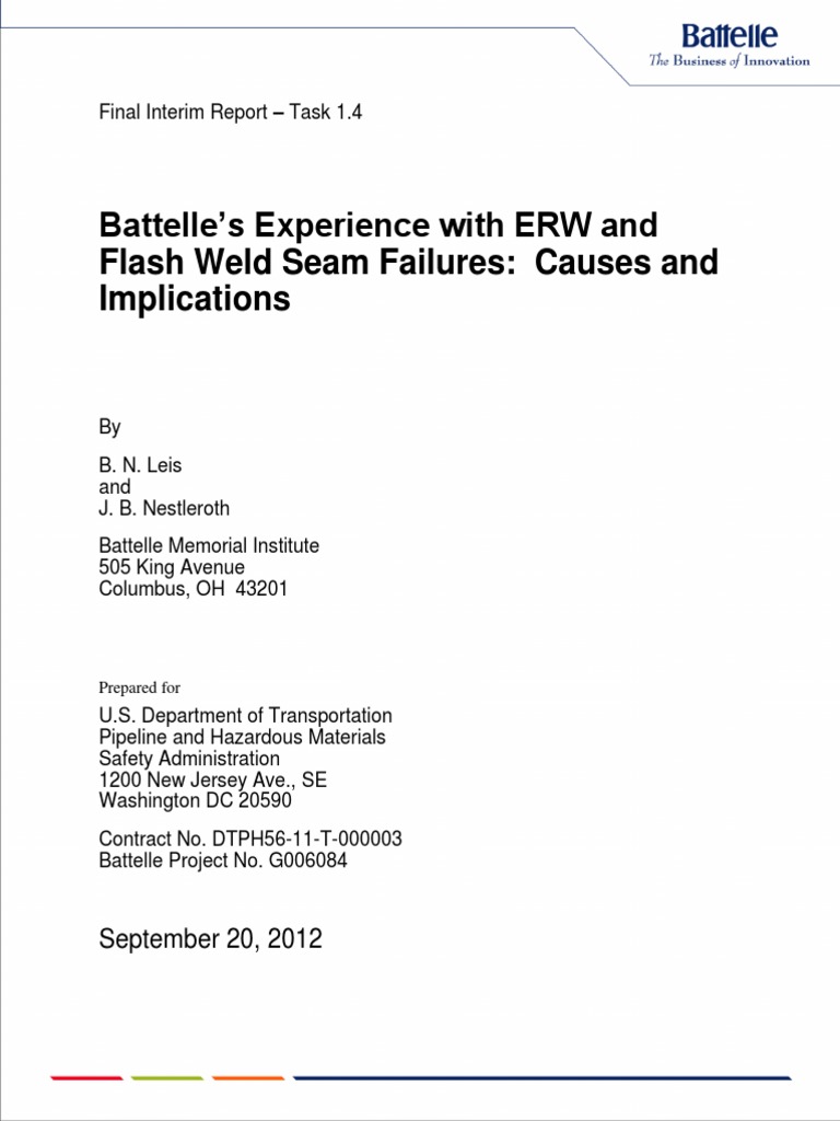 Battelle's Report - ERW & Flash Weld Seams | PDF | Pipe (Fluid ...