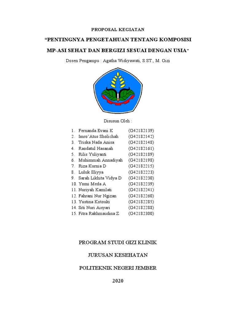 Proposal Kegiatan - Pendidikan Konsul Gizi - Gol D - GKL 18 | PDF