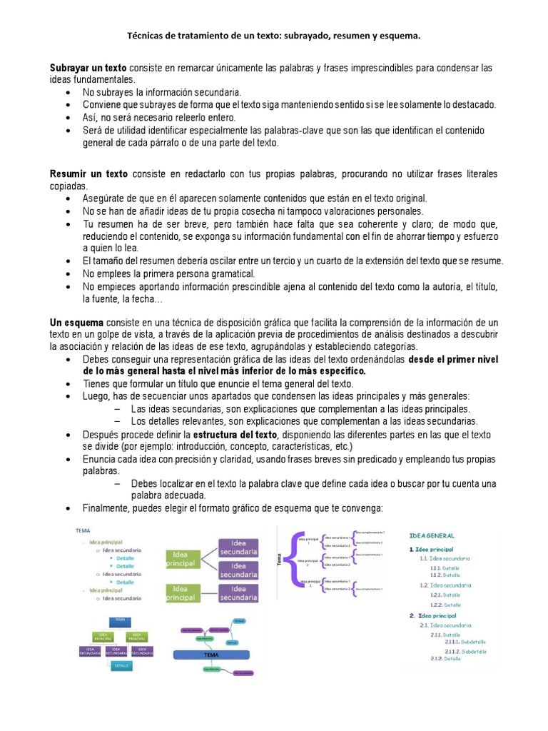 Subrayado, Resumen y Esquema | PDF | Palabra | Información
