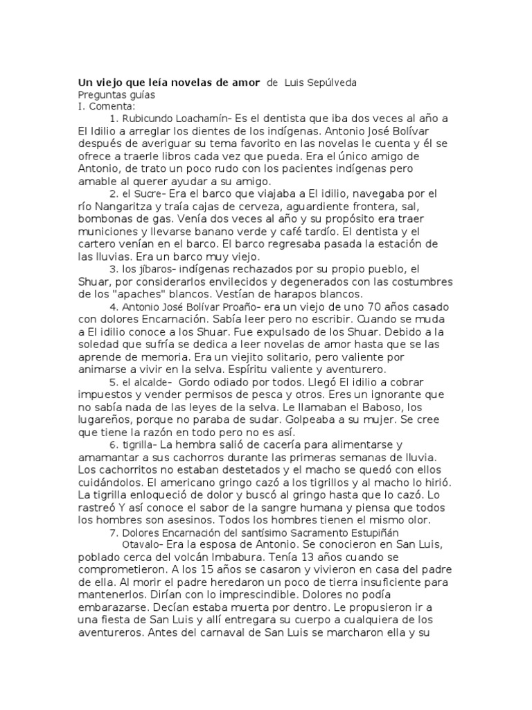 Un Viejo Que Leía Novelas de Amor... | PDF | Amor