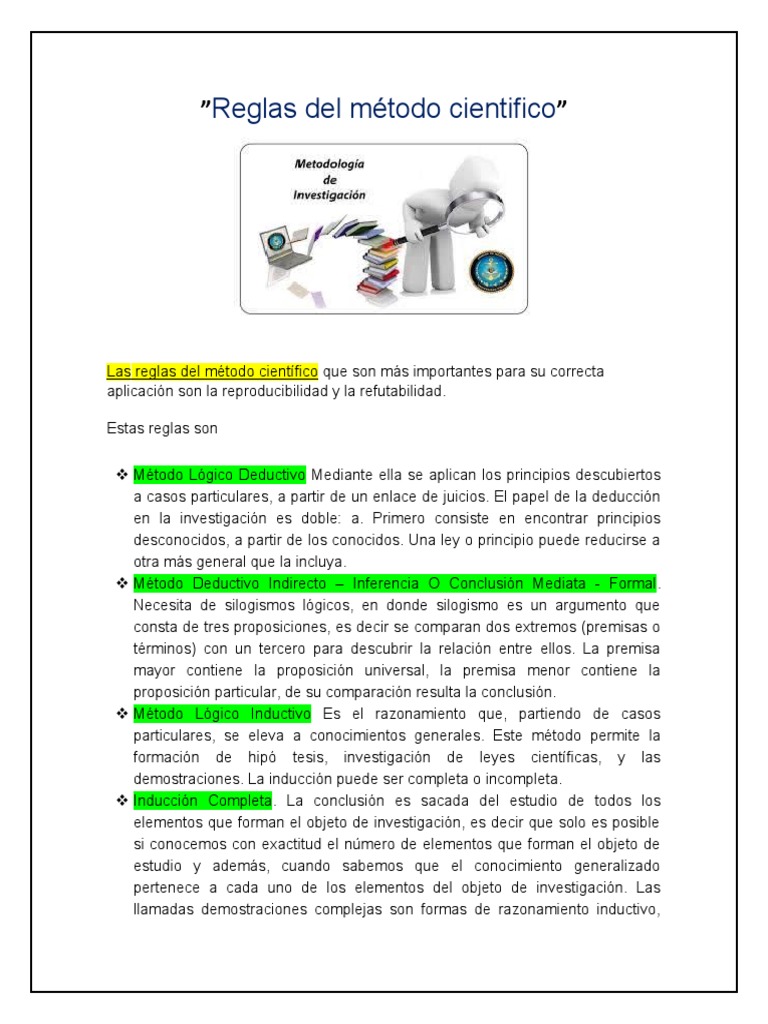 Reglas Del Método Cientifico | PDF | Razonamiento inductivo | Inferencia