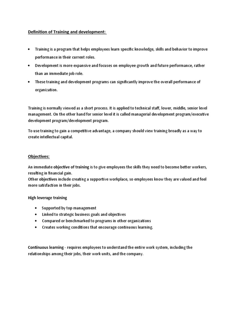 Training and Development | PDF | Goal | Employment