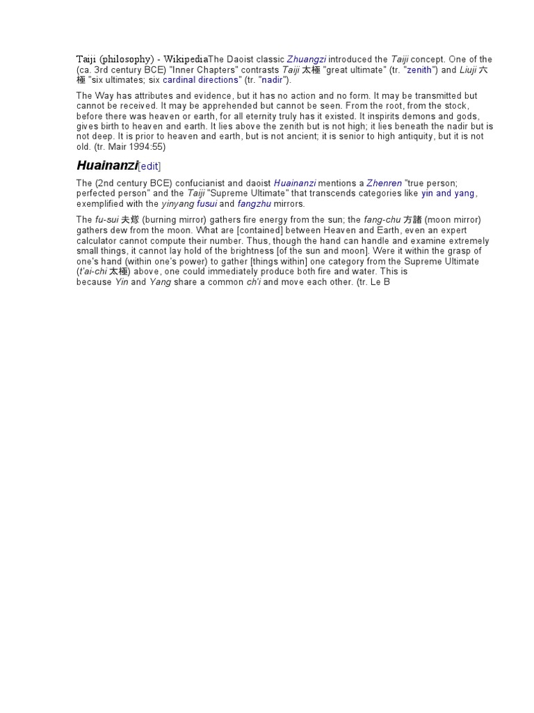 Huainanzi: Taiji (Philosophy) - Wikipedia | PDF