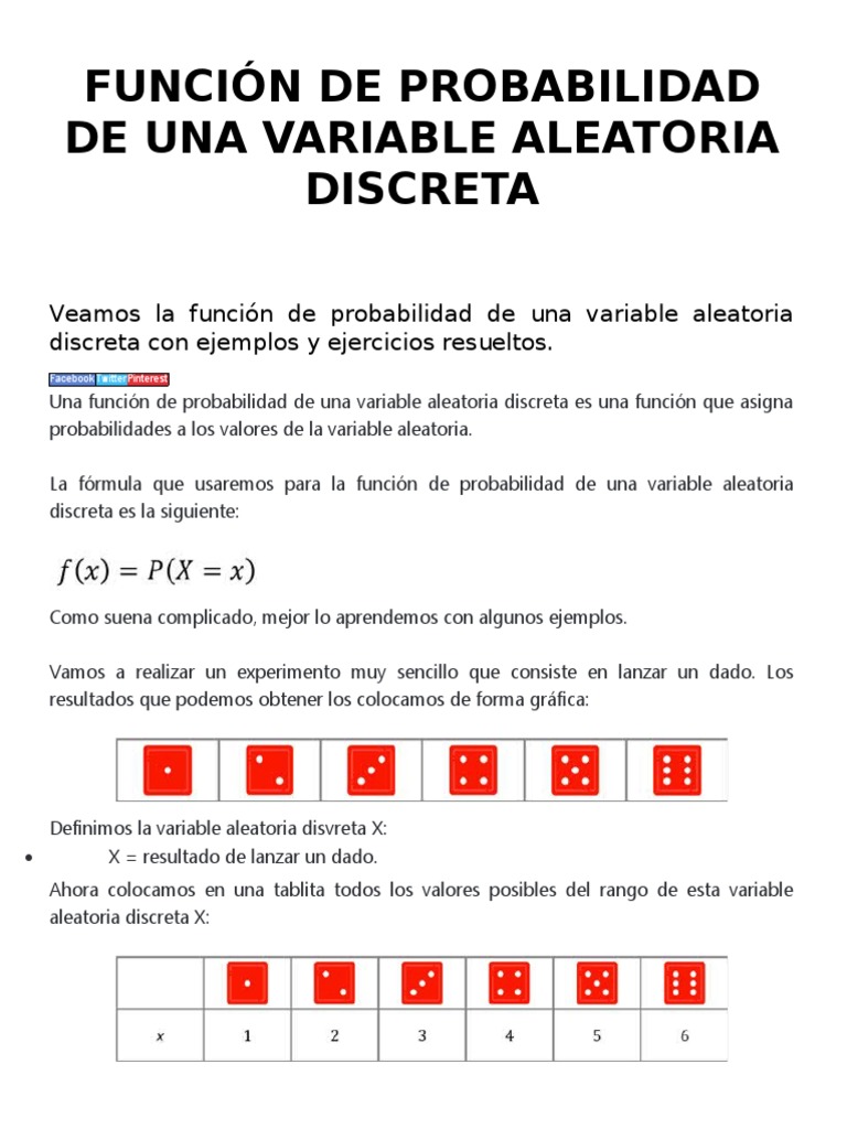 Funciones de probabilidad de variables aleatorias discretas: conceptos, ejemplos y ejercicios ...