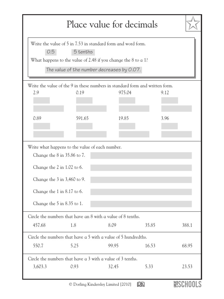 Act. 1 PLace Value With Decimal | PDF | Numbers | Algebra