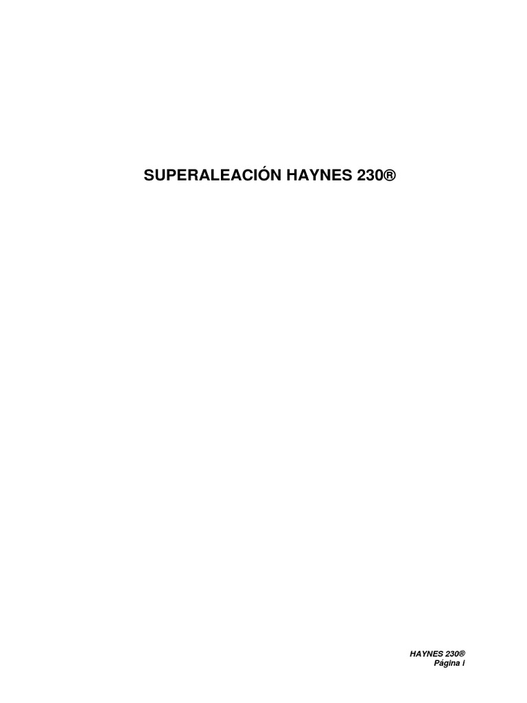 Haynes 230 | PDF | Rieles | Química Física