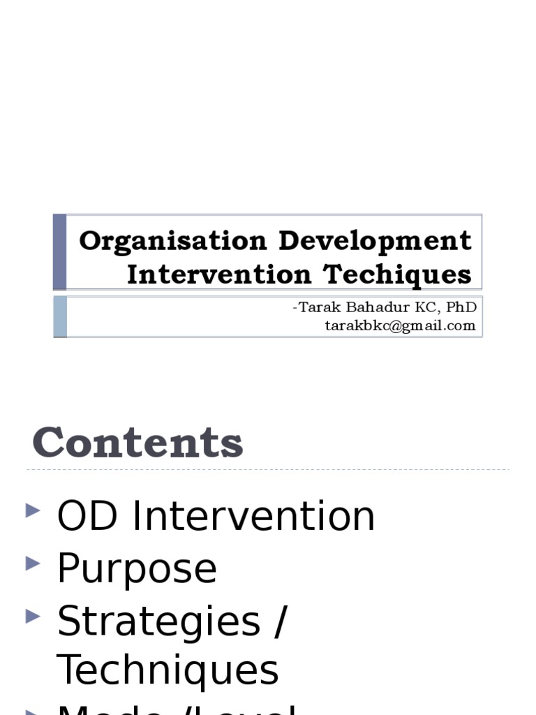 Od Intervention Techniques | PDF | Organization Development | Applied ...