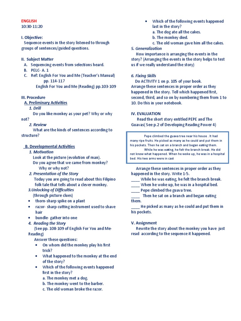 Lesson Plan in English Grade 4 | PDF | English Language | Bacon