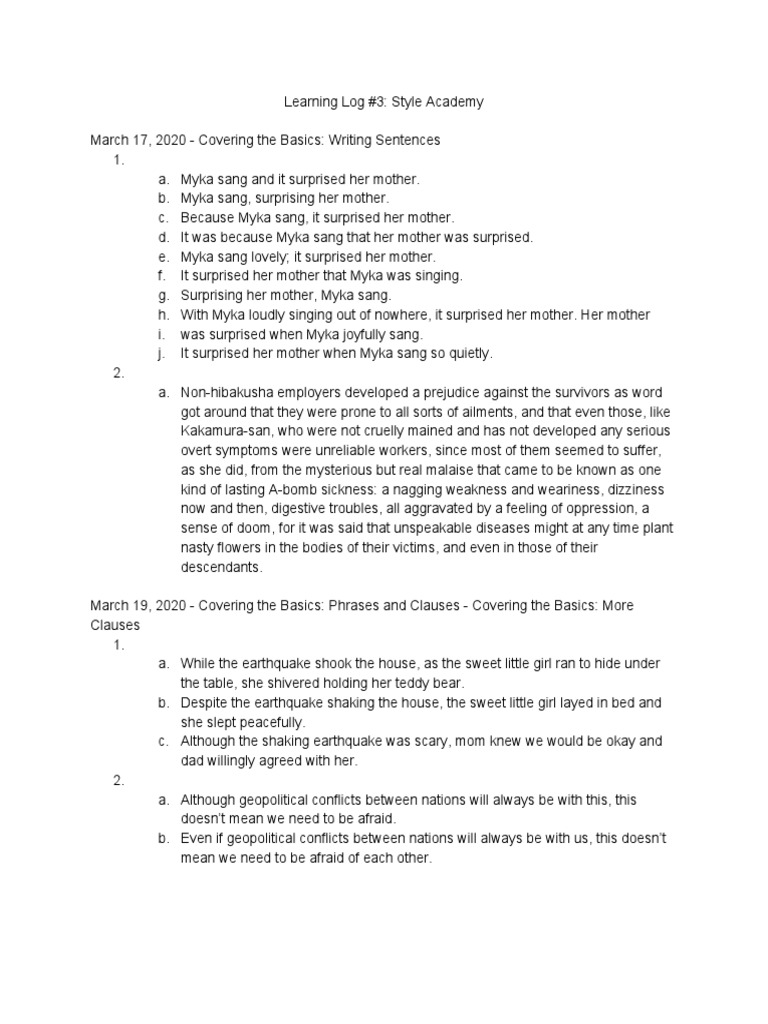 Sentence Structure and Writing Basics | PDF