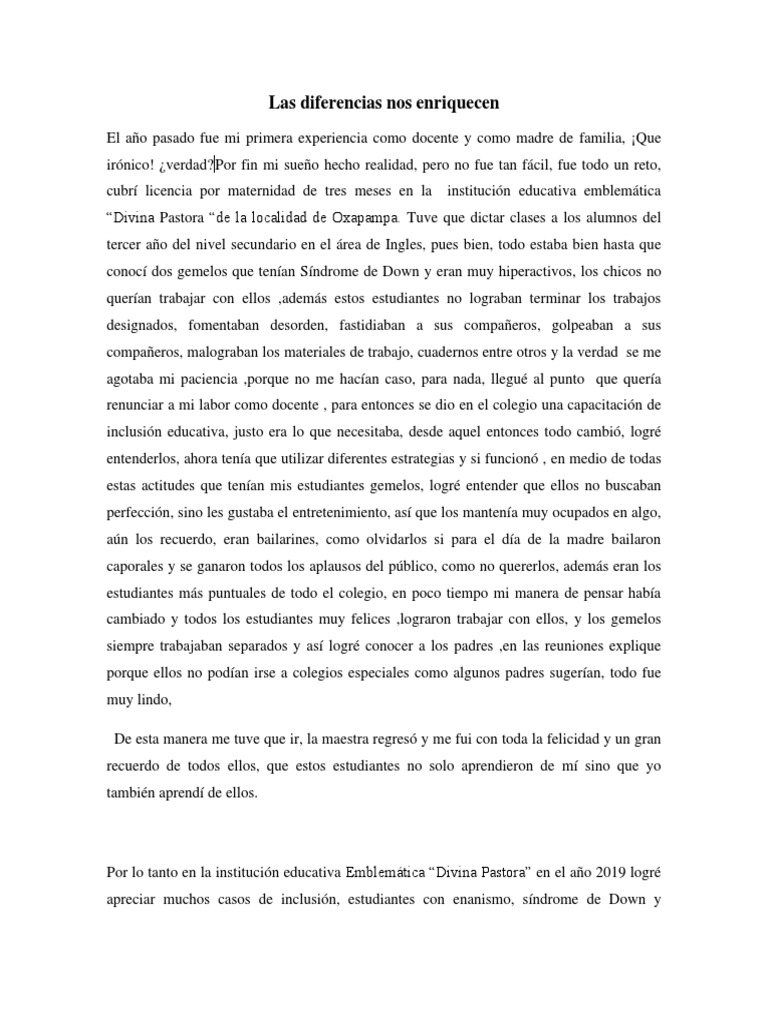 Las Diferencias Nos Enriquecen Pdf Educación Avanzada Enseñando Y