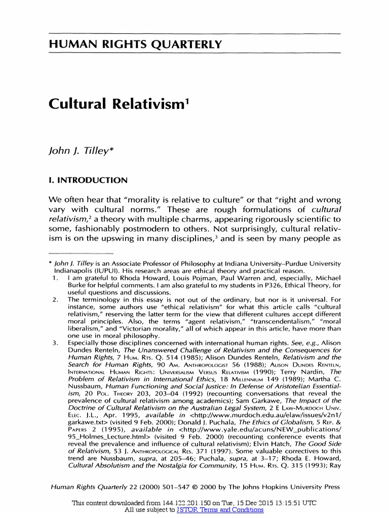 Cultural Relativism': Human Rights Quarterly | PDF | Relativism ...