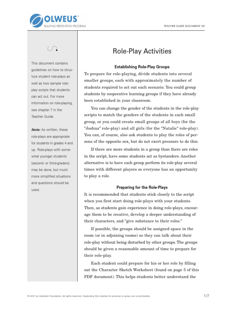 20 Role Play Activities PDF | PDF
