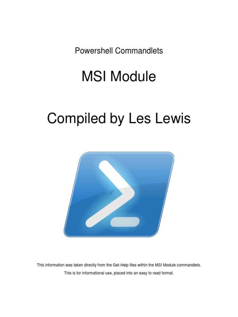 Powershell Commandlets Msi Module Pdf Parameter Computer Programming Information