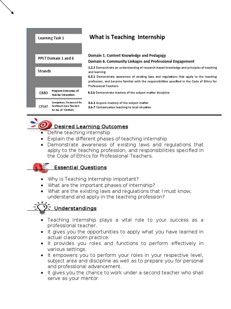 Teaching Internship Portfolio | PDF | Teachers | Teacher Education