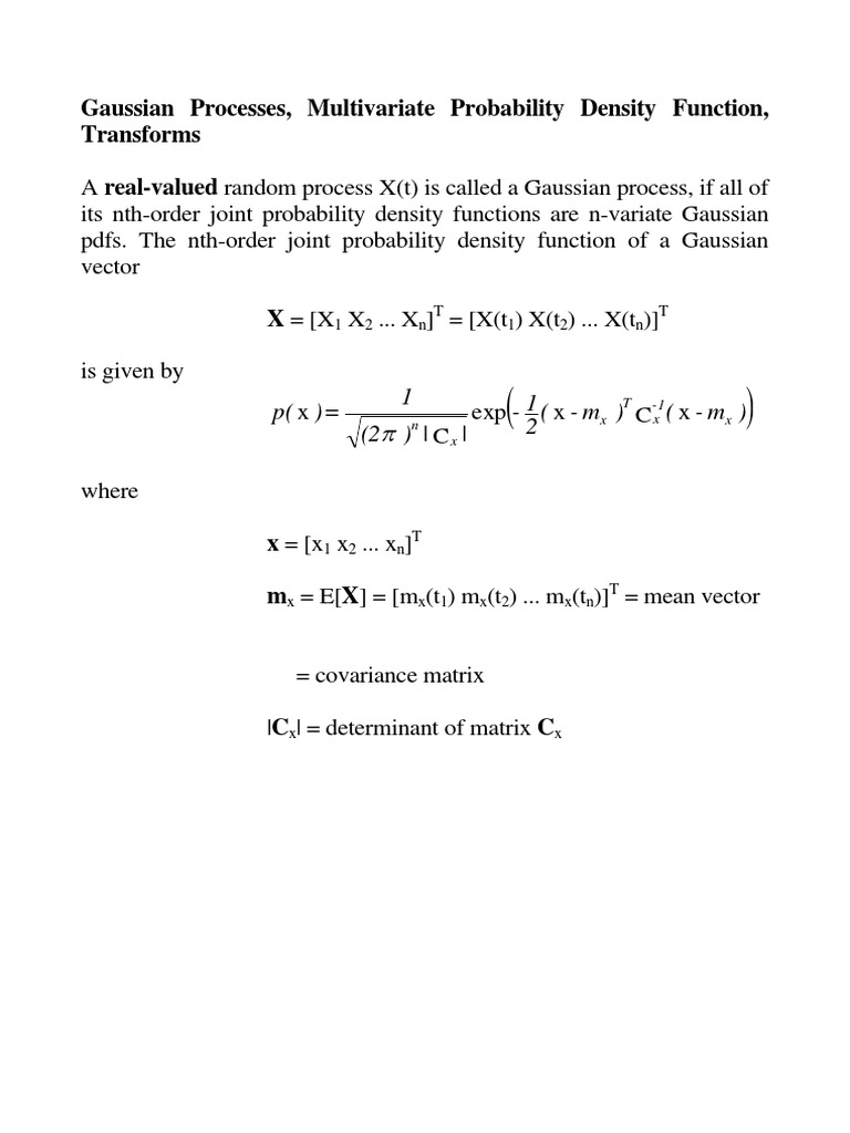 Gaussian Processes: Properties of Multivariate Gaussian Distributions ...