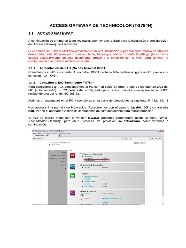 Router Technicolor Tg784n Pdf Pdf Contraseña Redes De Computadoras