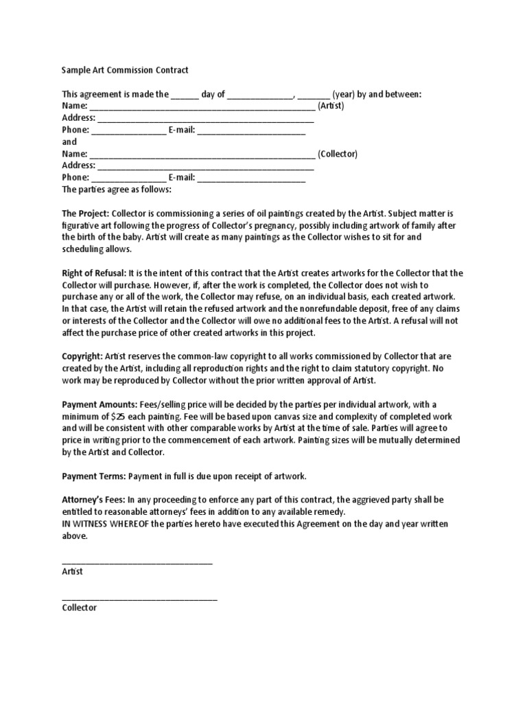 Art Agreement | PDF | Fee | Business Law