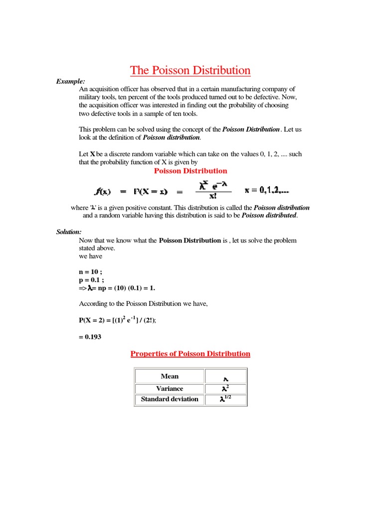 The Poisson Distribution: Example | PDF
