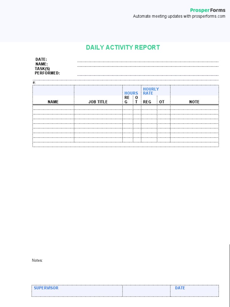 Daily Activity Report Template | PDF | Computers