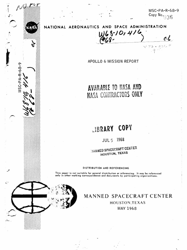 Apollo 6 Mission Report | PDF | Apollo Command/Service Module | Apollo ...