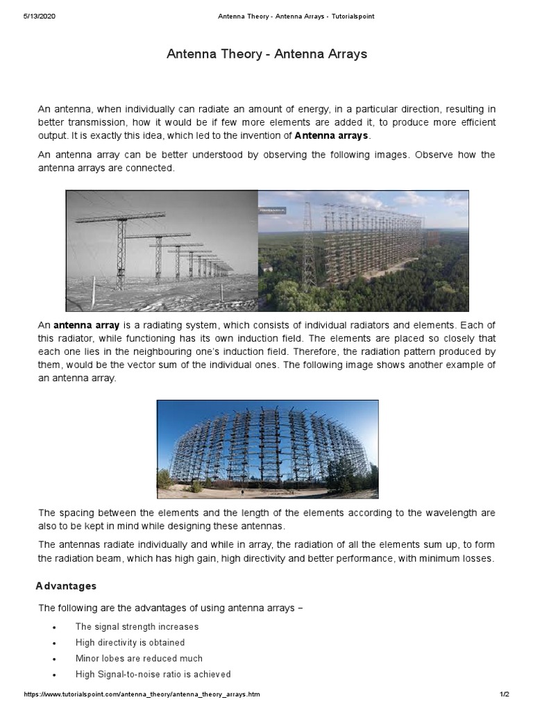 Antenna Theory - Antenna Arrays - Tutorialspoint | PDF | Antenna (Radio ...