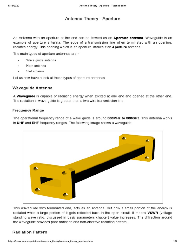 Antenna Theory - Aperture - Tutorialspoint | PDF | Waveguide | Antenna ...