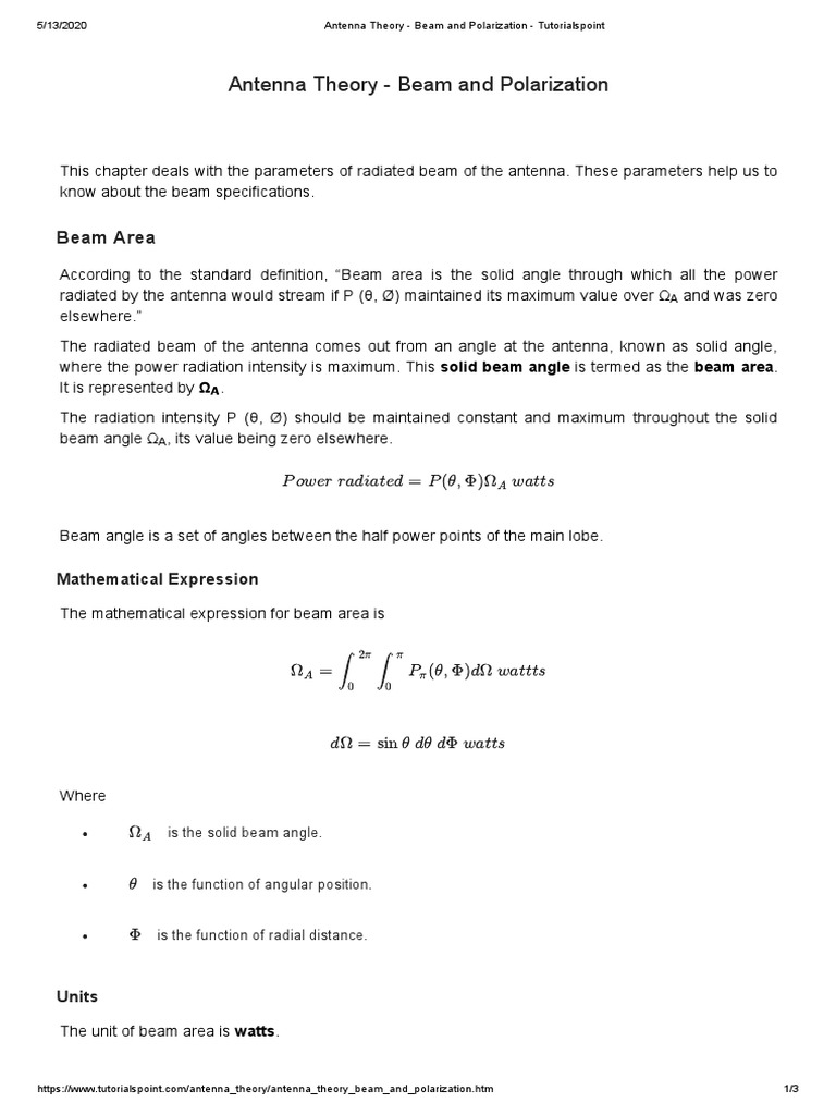 Antenna Theory - Beam and Polarization - Tutorialspoint | PDF | Polarization (Waves) | Antenna ...