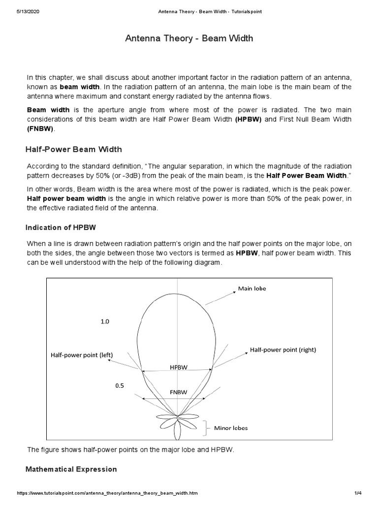 Antenna Beam Width Explained | PDF | Antenna (Radio) | Waves