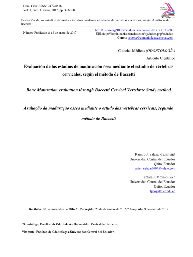 Metodo de Baccetti PDF | Descargar gratis PDF | Vértebra | Rayo X