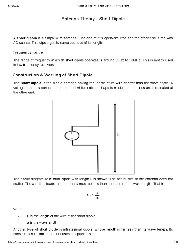 Short Dipole Antenna Overview | PDF | Antenna (Radio) | Wavelength