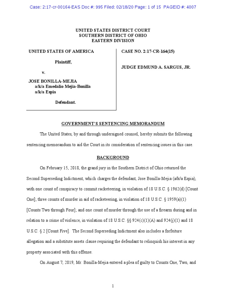 MS-13 Bonilla Sentencing Memo 2 | Download Free PDF | United States ...
