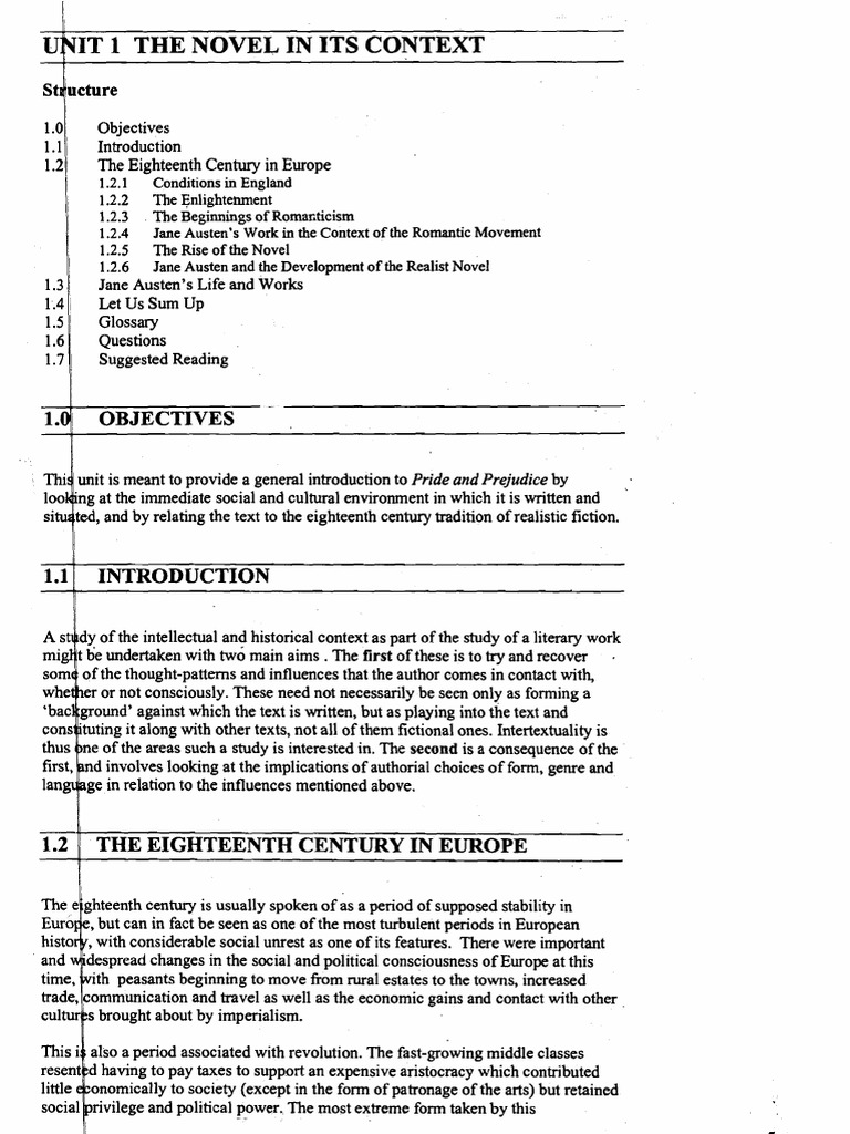 1 The Novel in Its Context: Objectives | PDF | Romanticism | French ...