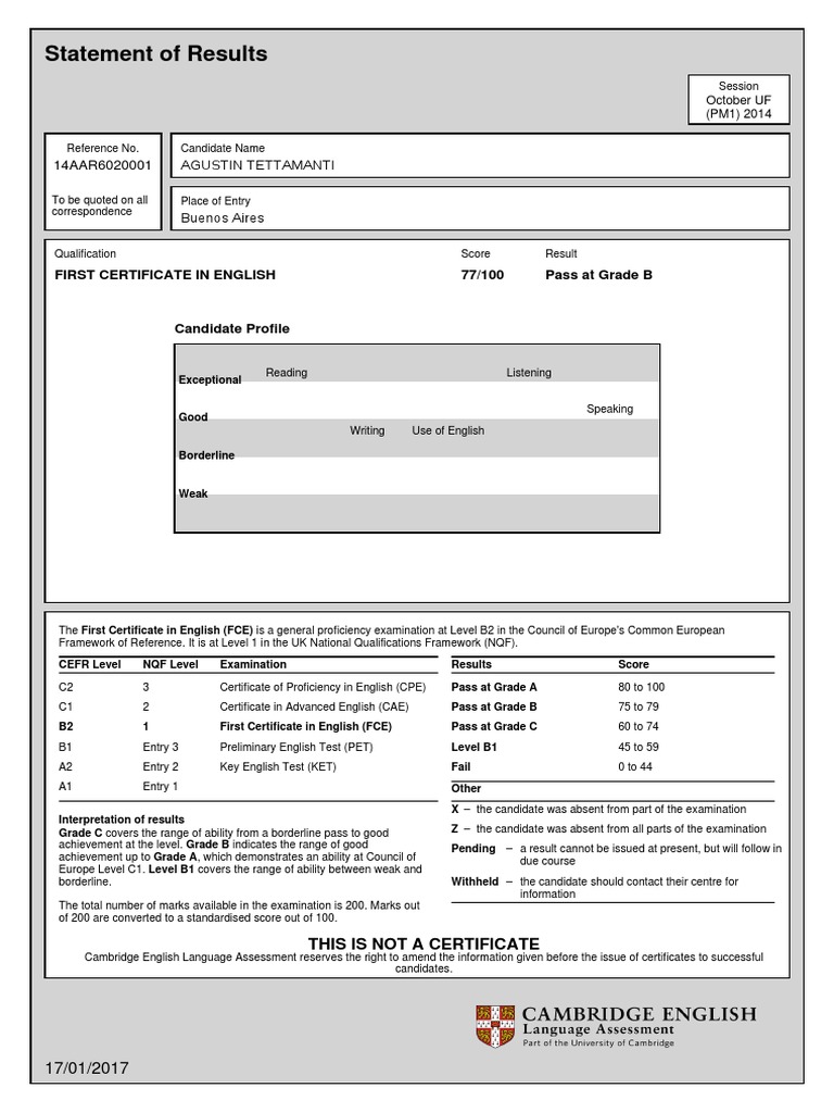 Statement of Result | PDF | Tests | Language Education