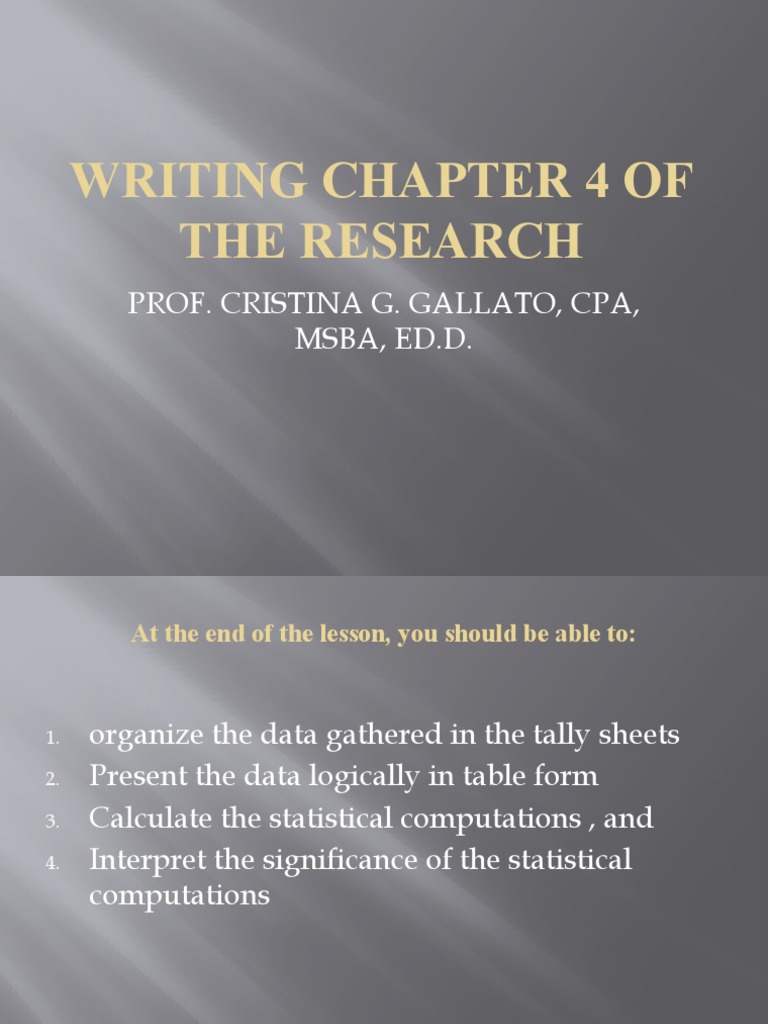 Writing Chapter 4 of The Research | PDF | Data | Cognition