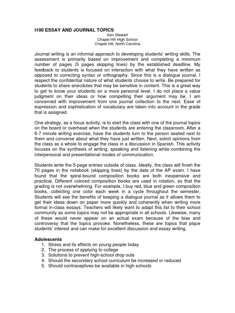 Engaging Essay and Journal Topics | PDF | Advertising